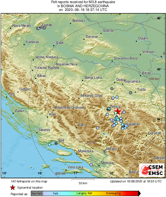 Zemljotres jačine 3,8 stepeni po Rihteru pogodio područje Kaknja | BL Portal