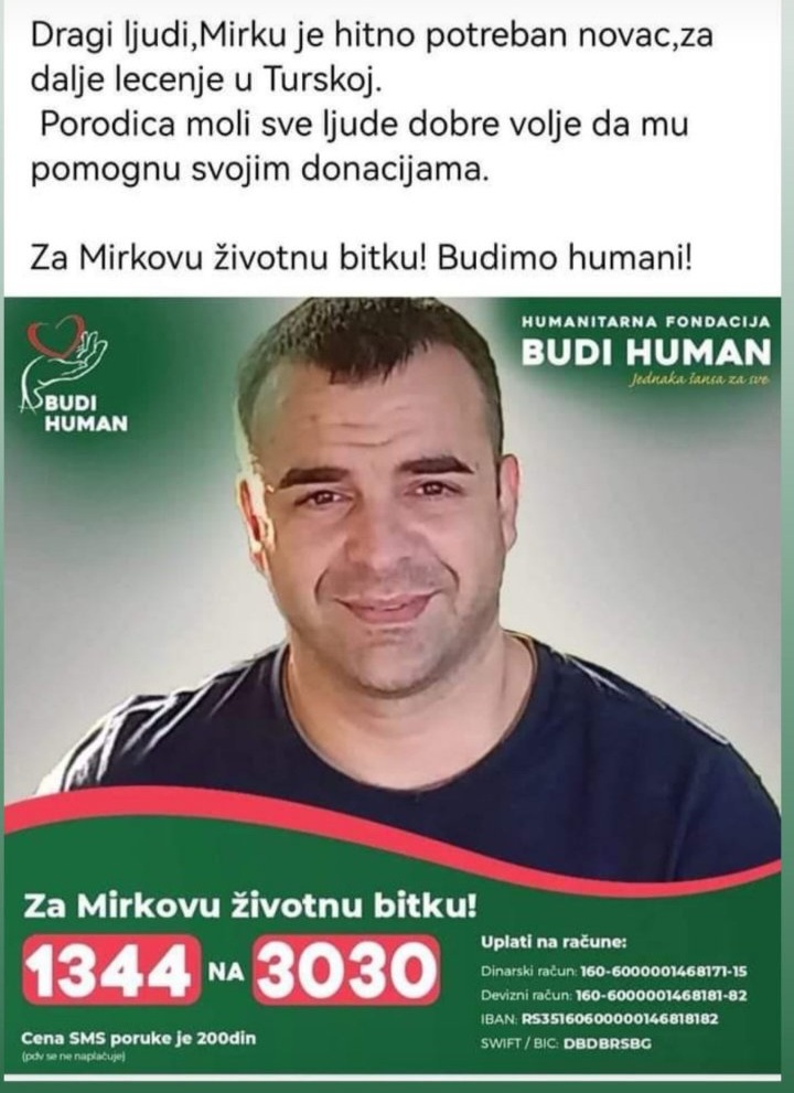 Za Mirkovu životnu bitku: Ovom muškarcu za nastavak liječenja u Turskoj ...