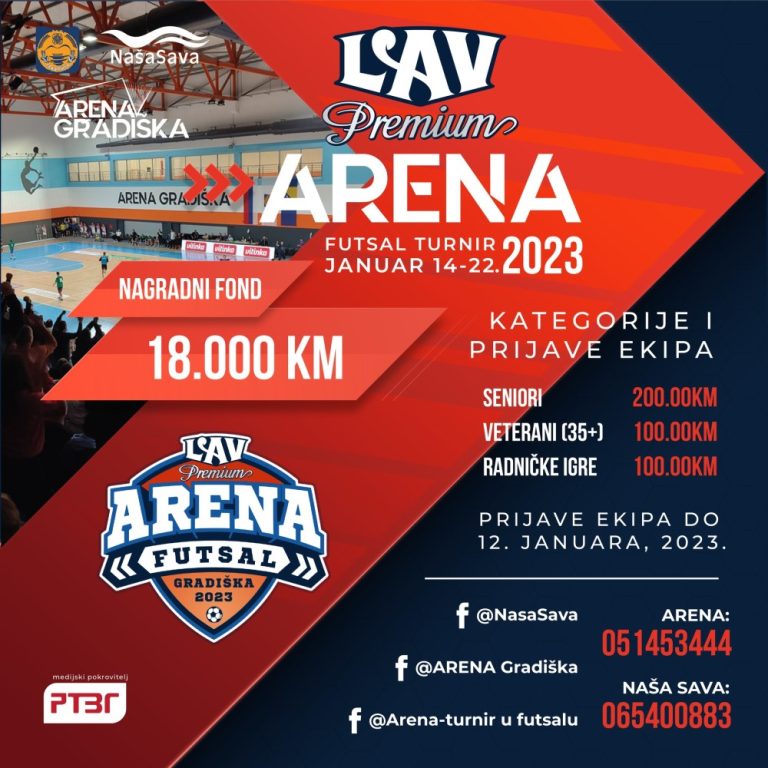 U Areni Gradiška: Od 14. do 22. januara turnir u futsalu ”Lav Premium ...