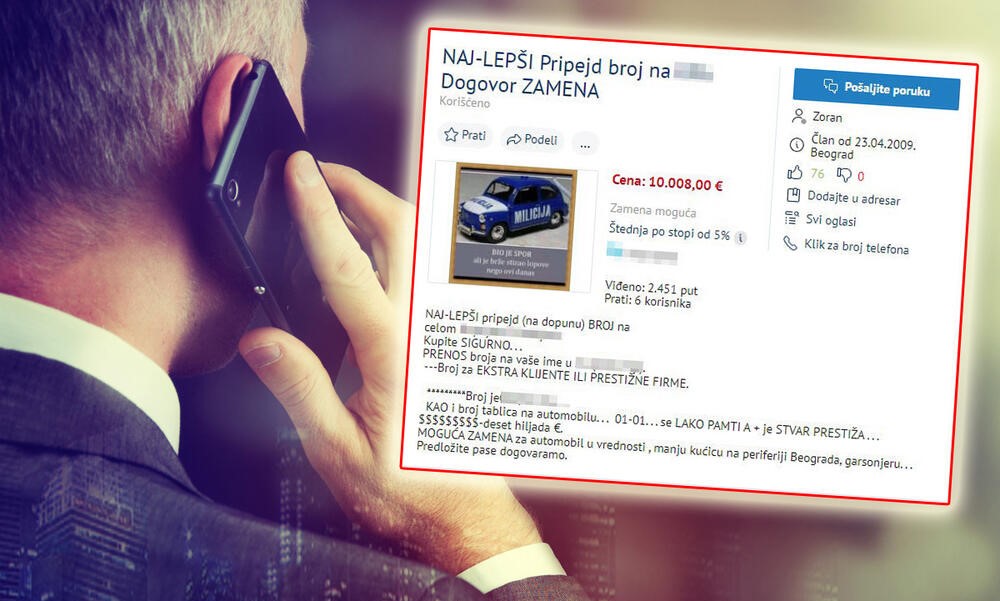 Jedan oglas je uzburkao Srbiju: Čovjek prodaje broj telefona za više od 10.000 evra FOTO | BL Portal