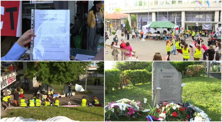 Blokada RTS: Studenti deseti dan ispred zgrade Javnog servisa, okolne ulice i dalje bez ...